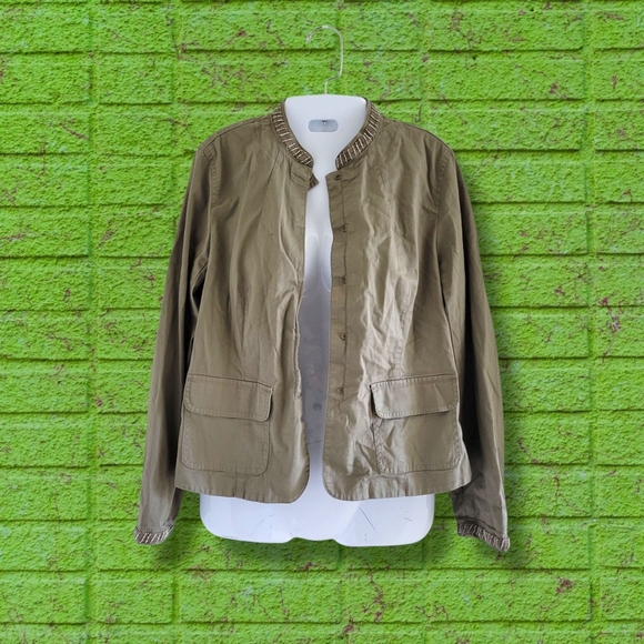 Chico's | Jackets & Coats | Chicos Cute Olive Green Embellished Utility ...